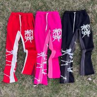 China Männer schwarze ausgebreitete Sporthosen leere 3D Puff Druck Casual tägliches Leben Säure Waschen Französisch Terry zu verkaufen