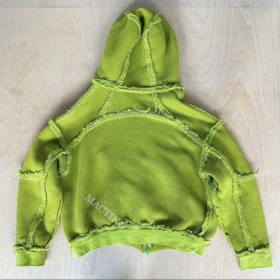 China Regular Sleeve Style Custom Oversized Unisex Mens Acid Wash Hoodies with Raw Hem Edge for sale