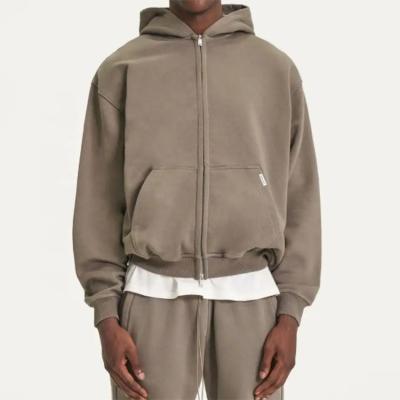 Chine Vêtements lavés poids lourd coton goutte à goutte épaule blanche acide en détresse coupé fermeture à glissière Hoodie à vendre