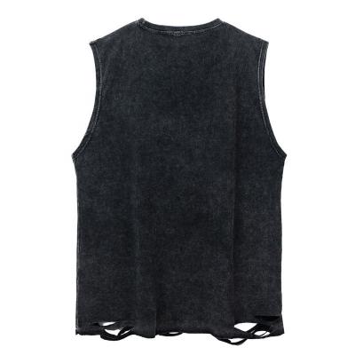 Cina Abbigliamento di strada con logo personalizzato Taglio di gomma cruda Top di serbatoio per la vita quotidiana casuale Vintage Acid Wash in vendita