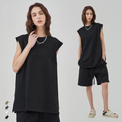 Cina Sporty Basketball Sleeveless Slit Tank Top Custom 100% Cotton Nero Gym Maschile Customized in vendita