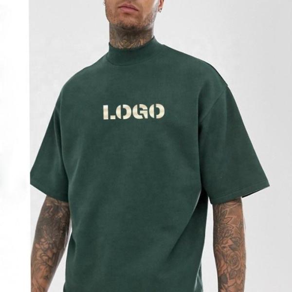 Quality Men'S Blank Oversized T Shirts Wholesale Droup Shoulder T Shirts Mock Neck 100% Cotton Fabric for sale