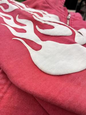 China Custom Hoodies Lined or Custom 100% Cotton Puff Printing Streetwear Acid Washed Heavyweight Zip Up Hoodies for sale