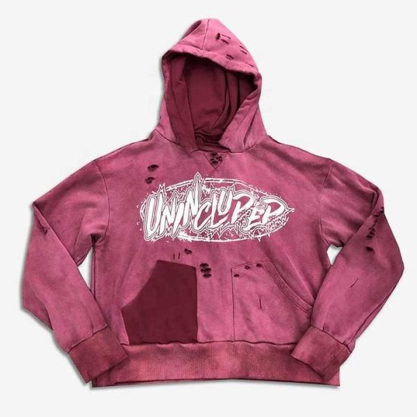 Quality Vintage Sun Faded Distressed Ripped Pullover Hoodie for Men and Women in Unisex Style for sale