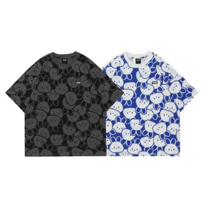 China O-Neck Unisex Streetwear Custom 100% Cotton Graphic All Over Screen Print Tee T-Shirt for sale