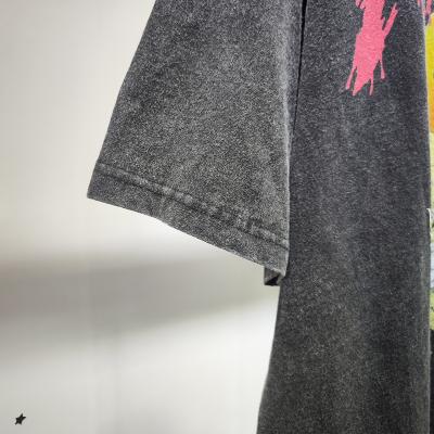 Cina Black Acid Wash Unisex Custom Logo DTG Print Drop Shoulder T-shirt per cotone vintage in vendita