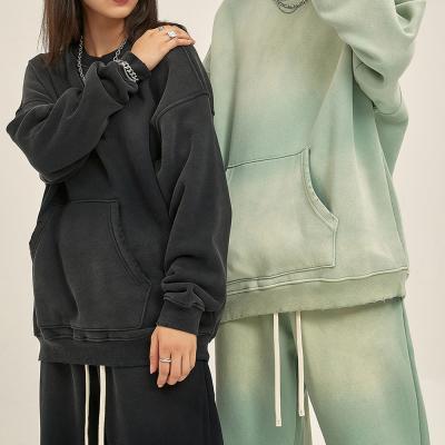 Китай 360 грамм толстый тяжеловесный шерстяной спрей краска кислотная стирка разорванный пуловер свитер продается