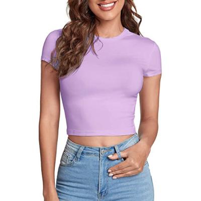 Cina Sostenibile 2023 T-shirt semplice in poliestere personalizzato per donne Summer Baby Tee Y2k Crop Tops in vendita
