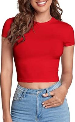 Cina Sostenibile 2023 T-shirt semplice in poliestere personalizzato per donne Summer Baby Tee Y2k Crop Tops in vendita