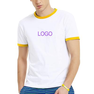Cina Spedizione rapida T-shirt Ringer personalizzato con collana a costole pesanti e tessuto 100% cotone in vendita