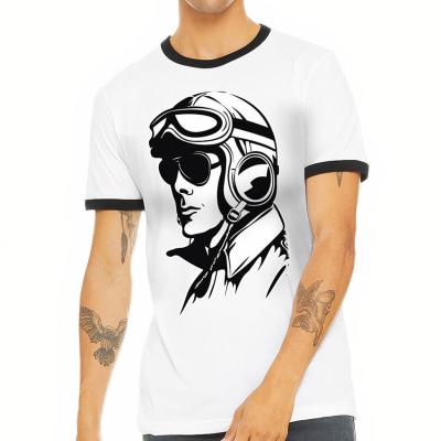 Cina Spedizione rapida T-shirt Ringer personalizzato con collana a costole pesanti e tessuto 100% cotone in vendita