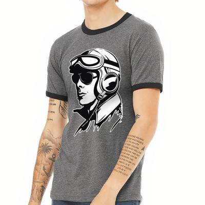 Cina Spedizione rapida T-shirt Ringer personalizzato con collana a costole pesanti e tessuto 100% cotone in vendita