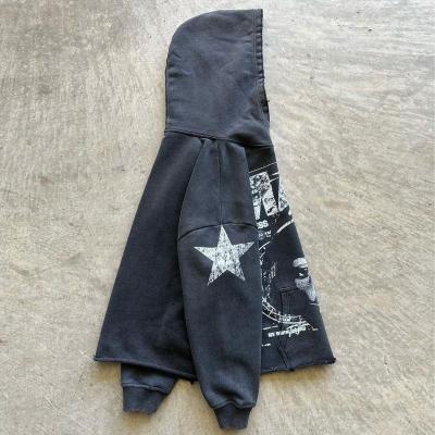 Cina Indumenti con cappuccio stampato Cappuccio tagliato Uomo Francese Terry Flocking ricamo Acid Wash in vendita