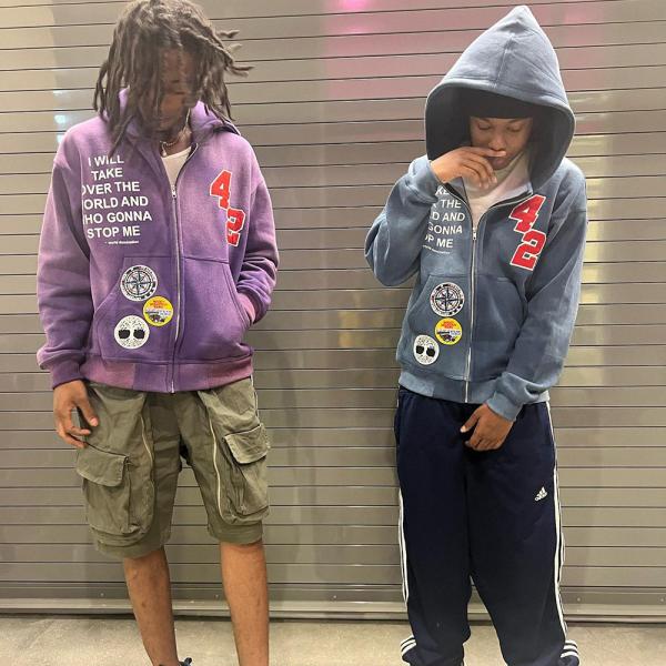 Quality Custom Rhinestone Hoodie Men'S Chenille Patch Embroidery Acid Wash Sun Faded 100 for sale