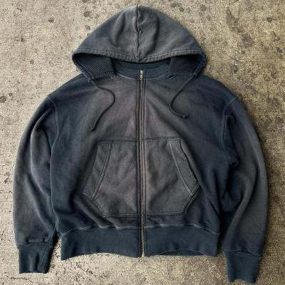 Cina Stile vintage Cappuccino unisex stampato Cappuccino in pelo bianco Peso pesante francese Terry Zip Up in vendita