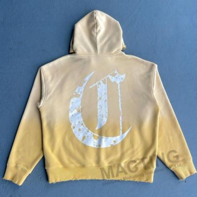 Cina Abbigliamento da strada personalizzato Pesante 500 grammi 100% cotone Acido Lavaggio solare sbiadito Zip Up Hoodie Uomini con tasche di cerniera in vendita