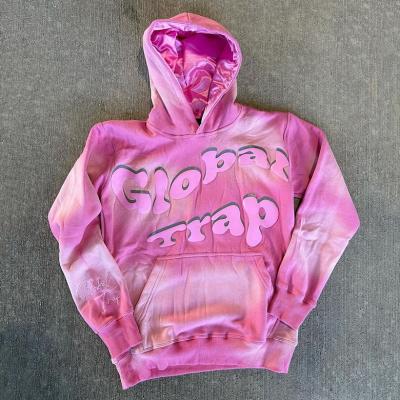 Cina Testa di cravatta d'epoca personalizzata lavata al sole Pullover sbiadito Puff Print Hoodie 500 Gsm Peso pesante 100% cotone satinato in vendita
