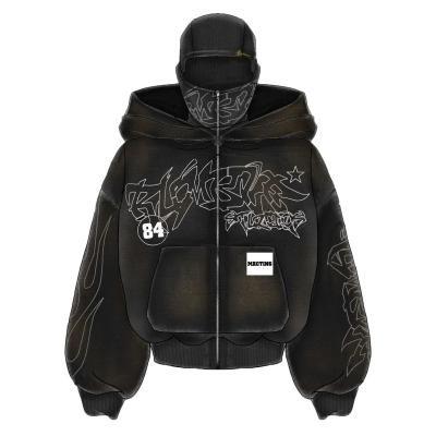 Cina Fabbricante Pessimo Patchwork di cotone doppio cappuccio full zip up balaclava cappucci cappuccio mascherato uomo ninja personalizzato in vendita