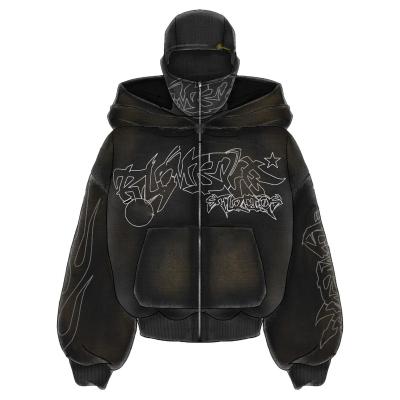 Cina Fabbricante Pessimo Patchwork di cotone doppio cappuccio full zip up balaclava cappucci cappuccio mascherato uomo ninja personalizzato in vendita