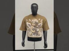 400 gramas de espessura Collar bordado Cabeça ombreira de grande porte Branco T-Shirt cortado Homens