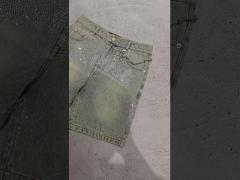 Custom Stone Lavado Bling Crystal Baggy de gran tamaño ropa callejera de peso pesado Denim 100 algodón Denim calzoncillos de hombre calzoncillos de época