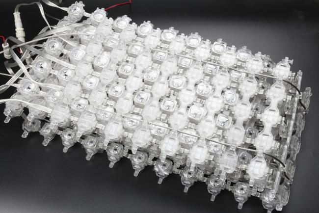 LED mesh screen displaying vibrant colors