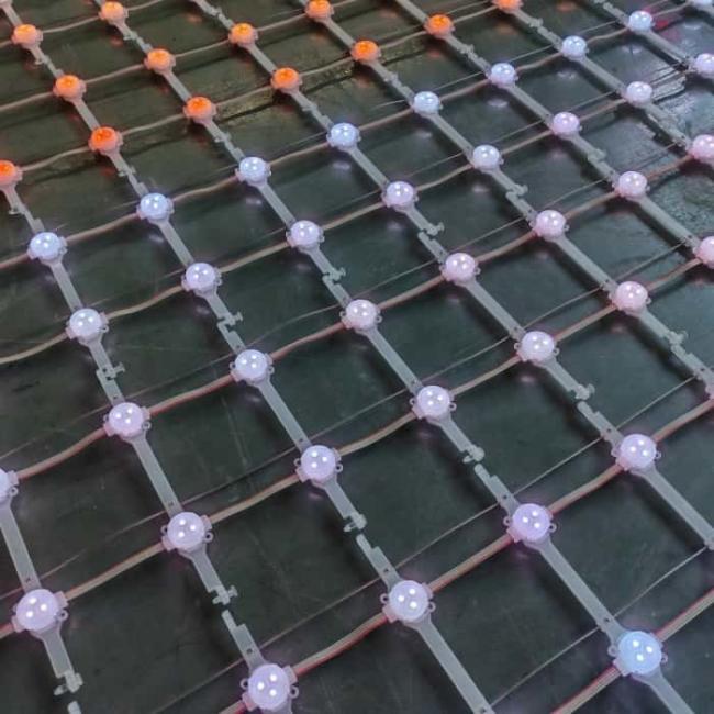 Close-up view of P125 LED Mesh Screen pixels