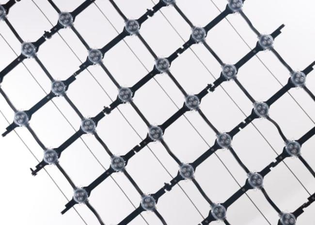 Close-up of P100 LED Mesh Display showing individual SMD3535 LEDs