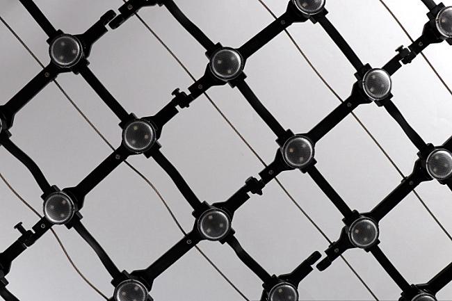 Close-up view of P100 LED Net Screen mesh