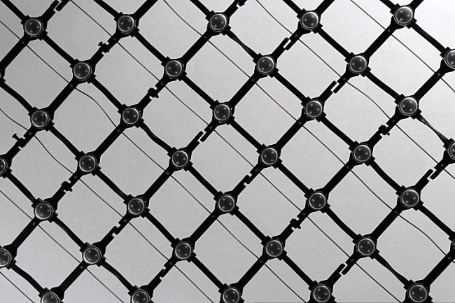 Close-up view of LED Mesh Screen pixels