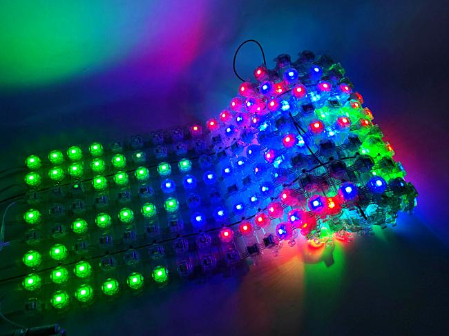 LED Mesh Screen in operation at night