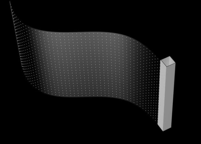 Close-up view of P20 LED transparent screen