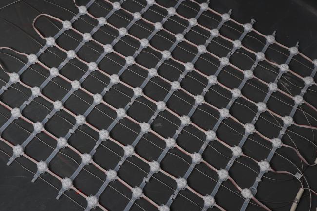 P143 LED Mesh Screen display in outdoor setting