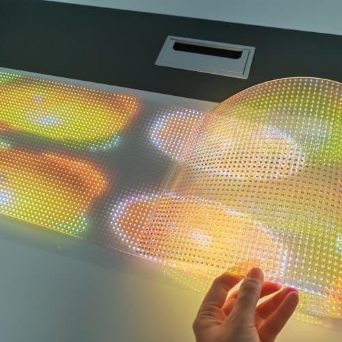LED Film Screen lighting effect on glass