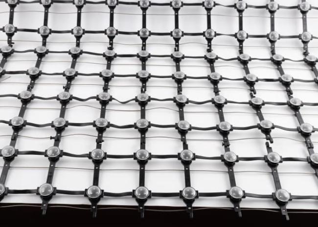 Close-up view of LED Mesh Screen showing pixel detail