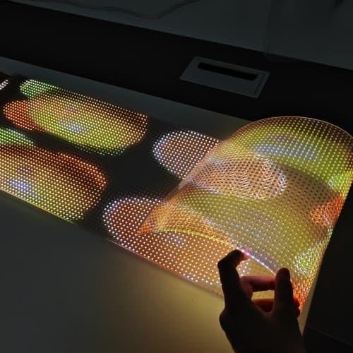 Transparent LED display in operation