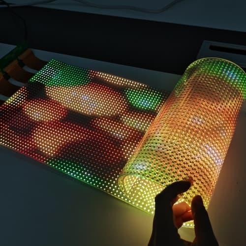 Flexible transparent LED film screen demonstration
