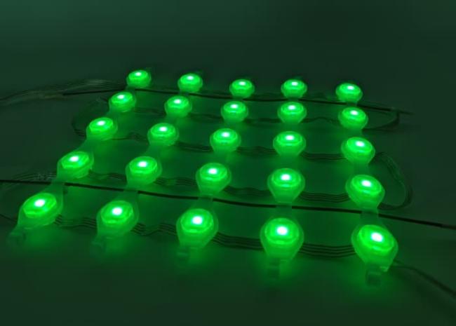 Close-up view of LED mesh screen pixels