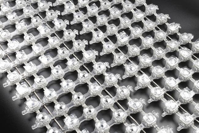 Close-up view of LED Mesh Display pixels