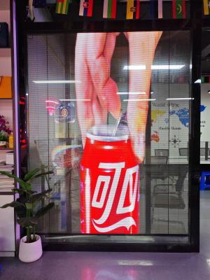 China Indoor Transparent LED Display Screen SMD2020 LED Glass Window LED Display For Advertisement Mall for sale