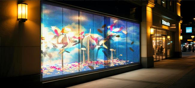 Installed transparent LED display wall