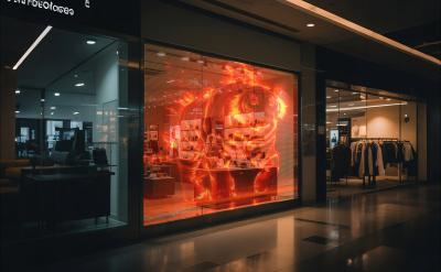China High Transparency P4 Flexible LED Display Screen Glass Transparent LED Window Display for sale
