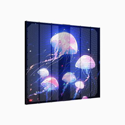 China Hoge helderheid P3.91 SMD1921 Zie door volle kleur RGB Mesh Grille Groot Indoor Transparent Glass LED Display Panel Scherm Te koop