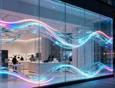 중국 공장 가격 P5 자기 접착 광고 디스플레이 초 얇은 투명한 LED 화면 판매용