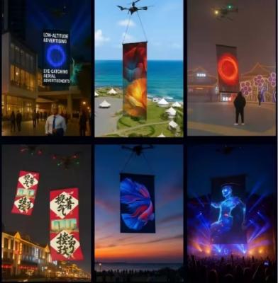 China P25 LED Magic Carpet Screen Customized Outdoor Activity Portable Advertising Drone LED Flying Display Screen for sale