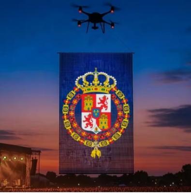 China P15 LED Drone Display Screen Ultra Lightweight High Brightness Flying LED Mesh Screen for Aerial Advertising Events Stage Show Outdoor Sky Media Display Programmable WiFi Control Easy Installation for sale