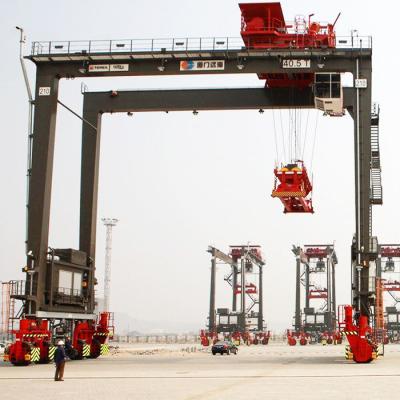 China Zehua 50 Ton Load Capacity Rubber Tyre Type 20 Meter Span Core Including Motor Engine Bearing Gearbox Gear Container Gantry Cran for sale