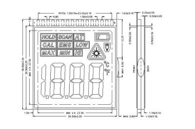 China 43.5*26mm White TN LCD Display LCD Segment Display Zebra Connector à venda