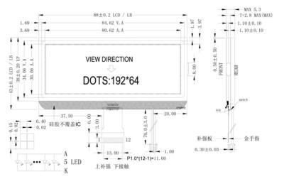 China ODM Cog 192X64dots FSTN LCD Display Graphic LCD With FPC Connector en venta