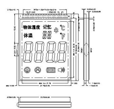 China Duty 1/4 Bias 1/3 TN LCD Display Forehead Thermometer LCD Display à venda